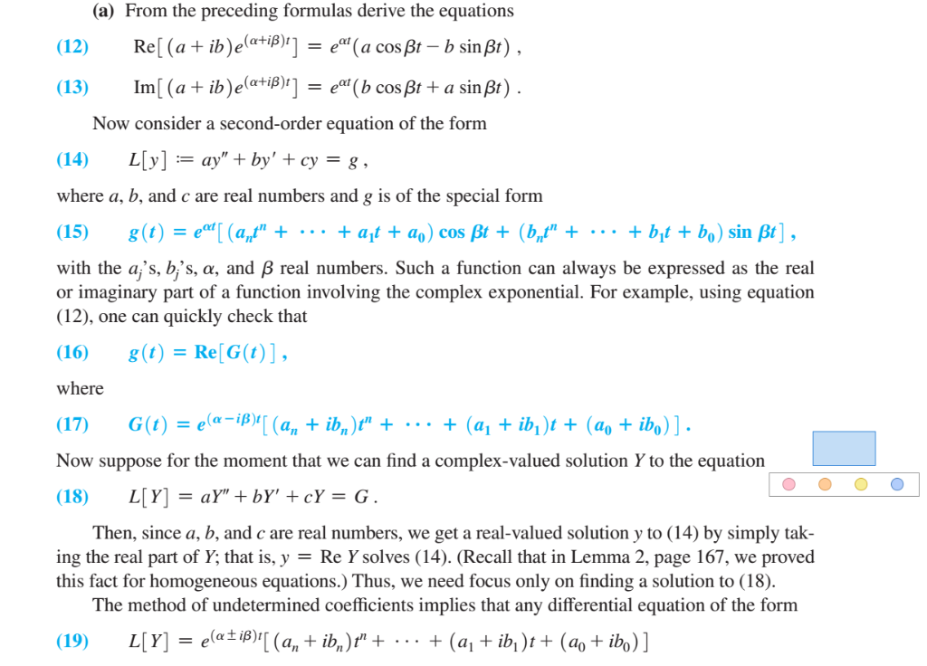 Solved F Undetermined Coefficients Using Complex Arithmetic | Chegg.com