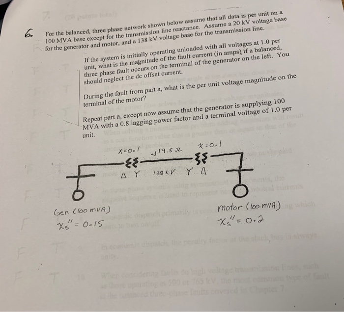 Solved 2 For the balanced, three phase network shown below | Chegg.com