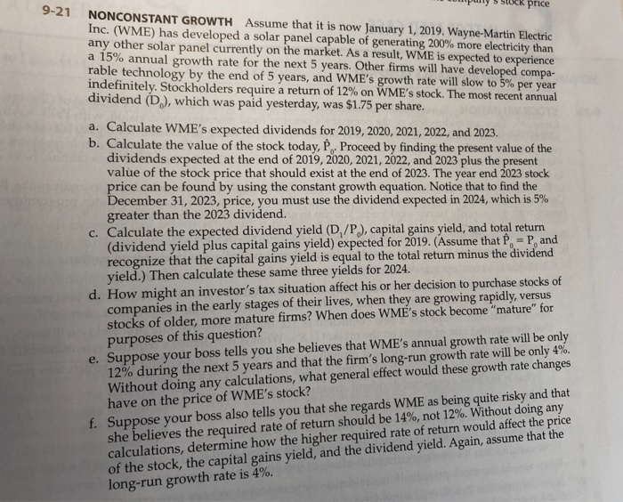 Solved 9-21 Pty StOCk price NONCONSTANT GROWTH Assume that | Chegg.com
