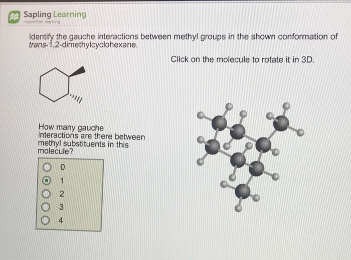 Solved: Sapling Learning Identify The Gauche Interactions ... | Chegg.com