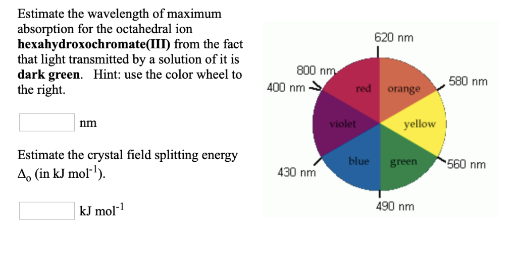 Solved: Estimate The Wavelength Of Maximum Absorption For ... | Chegg.com Solved: Estimate The Wavelength Of Maximum Absorption For ... | Chegg.com