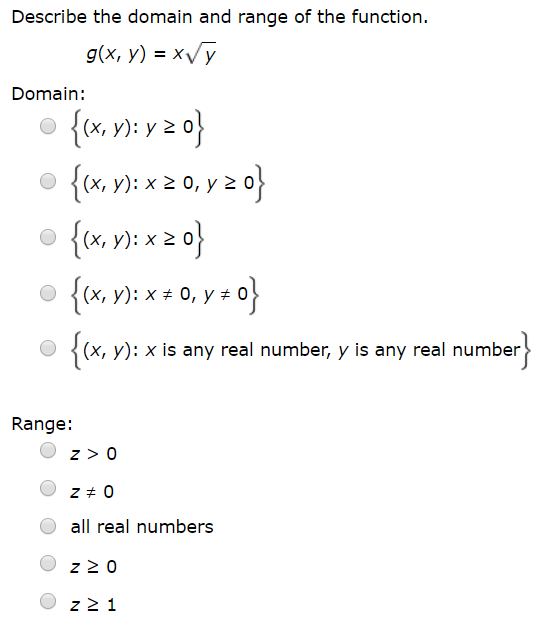 Solved Describe the domain and range of the function. g(x, | Chegg.com