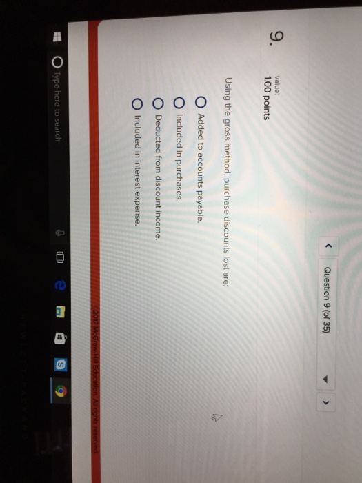 Solved Using the gross method, purchase discounts lost are: | Chegg.com Solved Using the gross method, purchase discounts lost are: | Chegg.com
