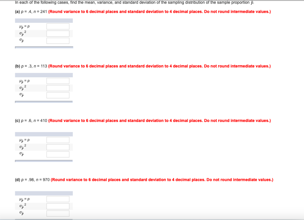 Solved The Following Cases Find The Mean Variance And