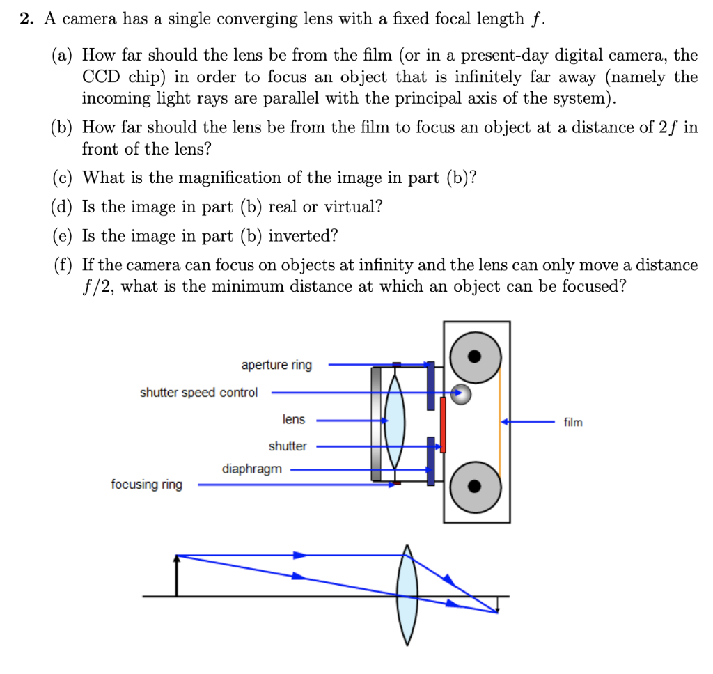 Solved: 2. A Camera Has A Single Converging Lens With A Fi... | Chegg.com