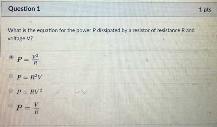 Solved: Question1 1 Pts What Is The Equation For The Power... | Chegg.com