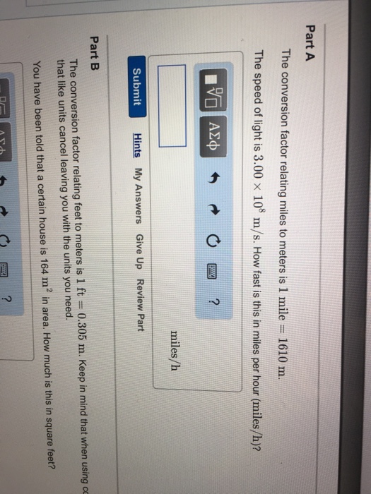 Solved The conversion factor relating miles to meters is 1 | Chegg.com