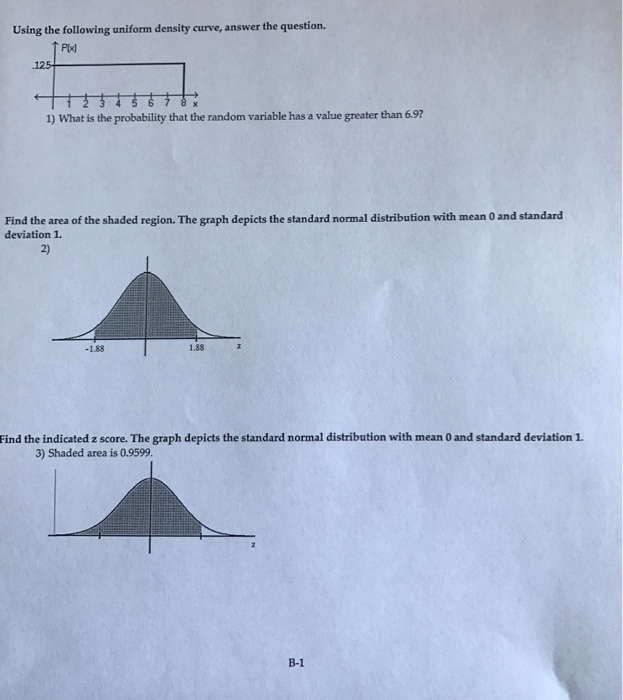 Solved: Using The Following Uniform Density Curve, Answer ... | Chegg.com
