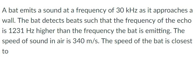 Solved: A Bat Emits A Sound At A Frequency Of 30 KHz As It... | Chegg.com