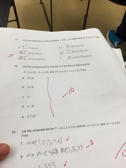 Solved ons of the symbols e and to determine as True or | Chegg.com