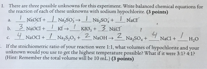 Solved: 1. There Are Three Possible Unknowns For This Expe... | Chegg.com