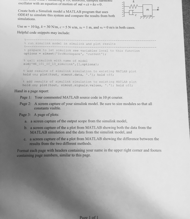 Solved Create both a Simulink model a MATLAB program that | Chegg.com