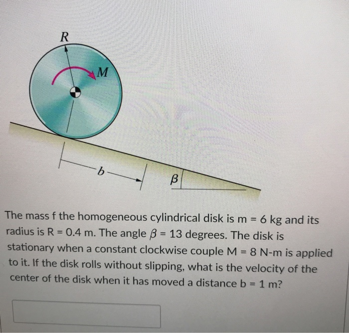 Solved The mass f the homogeneous cylindrical disk is m -6 | Chegg.com