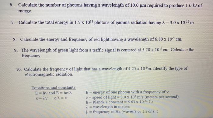 Solved: Calculate The Number Of Photons Having A Wavelengt... | Chegg.com