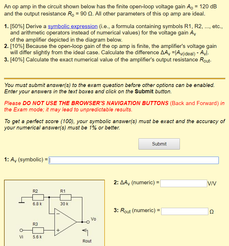 Solved: An Op Amp In The Circuit Shown Below Has The Finit... | Chegg.com