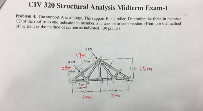 Solved: CIV 320 Structural Analysis Midterm Exam-1 Problem... | Chegg.com