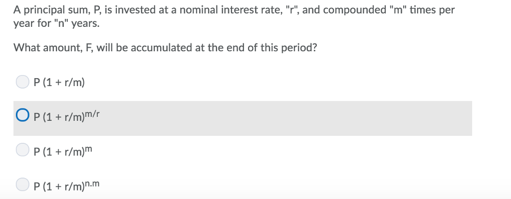 Solved: A Principal Sum, P, Is Invested At A Nominal Inter... | Chegg.com