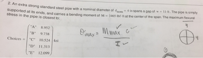 Solved An extra strong standard steel pipe with a nominal | Chegg.com