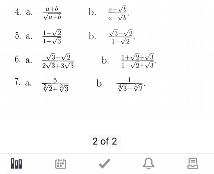 Solved a + b/Squareroot a + b b. a + Squareroot b/a - | Chegg.com