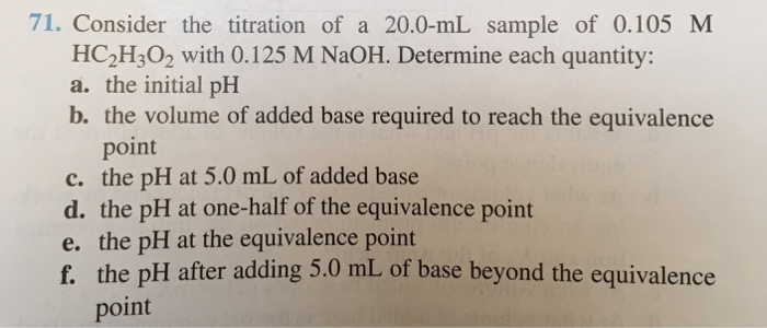 Solved Consider the titration of a 20.0-mL sample of 0.105 M | Chegg.com