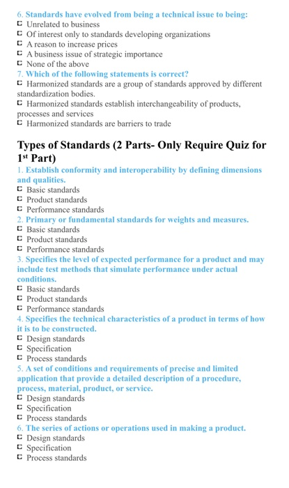 Solved: 6. Standards Have Evolved From Being A Technical I... | Chegg.com