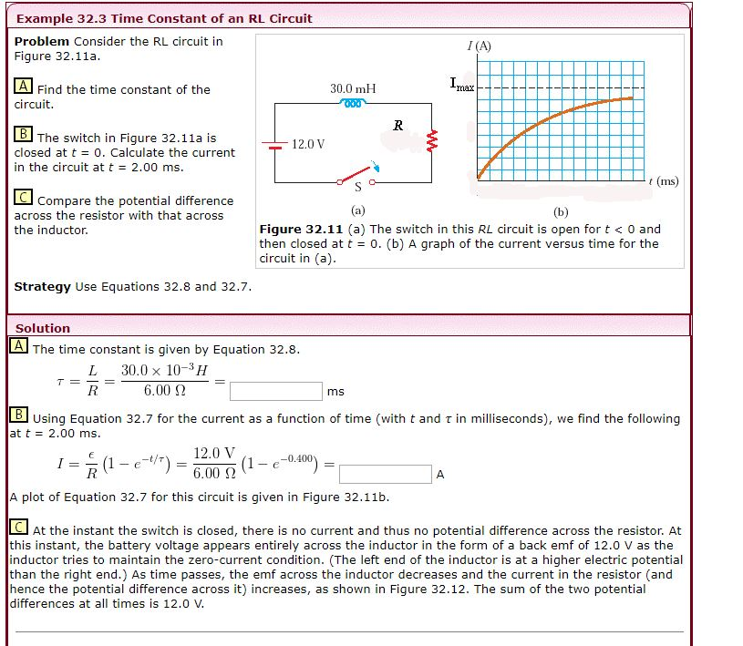 Solved Example 32 3 Time Constant Of An Rl Circuit Proble