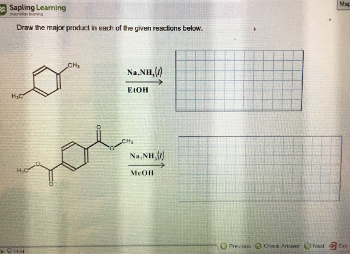 Solved: Sapling Learning Draw The Major Product In Each Of... | Chegg.com