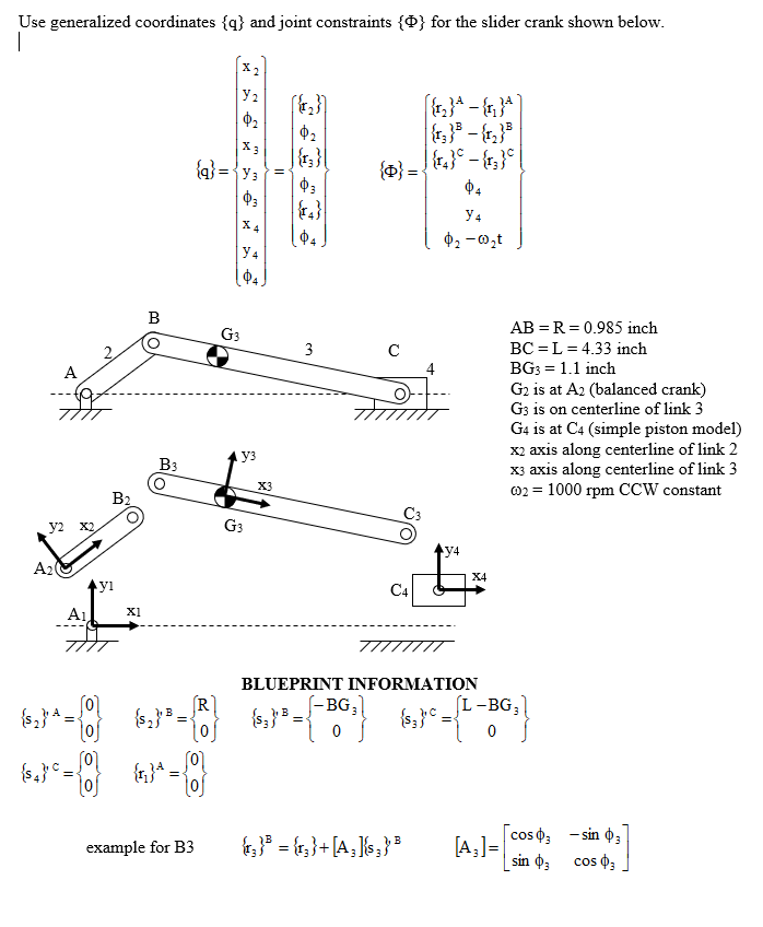 Use generalized coordinates {q} and joint constraints | Chegg.com