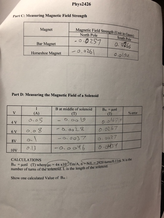 Solved Phys2426 Part C: Measuring Magnetic Field Strength | Chegg.com