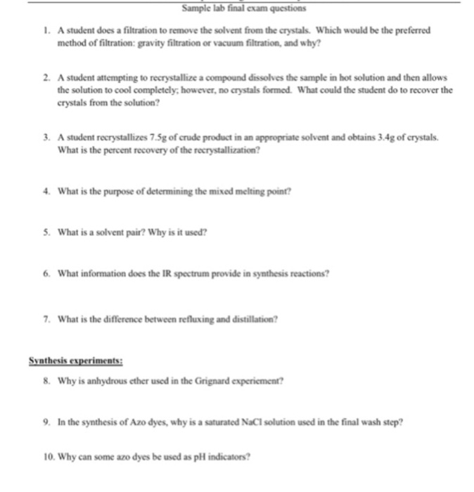 Solved: Sample Lab Final Exam Questions Student Does A Fil... | Chegg.com