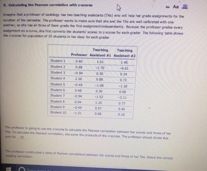 Solved: 5. Calculating The Pearson Correlation With Z Scor... | Chegg.com