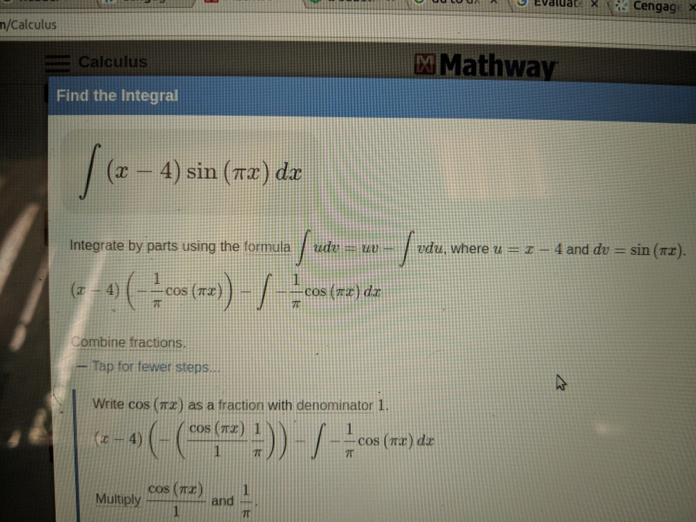 Solved m/Calculus M Mathway Calculus Find the Integral (z | Chegg.com
