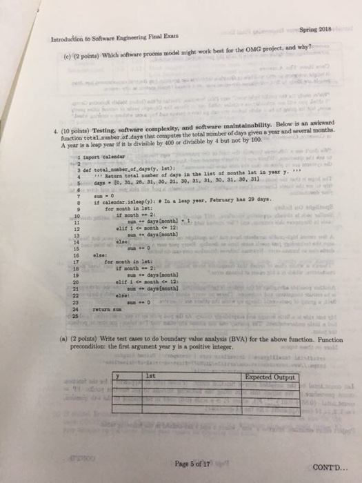 Solved: Introduction To Software Engineering Final Exam Sp... | Chegg.com