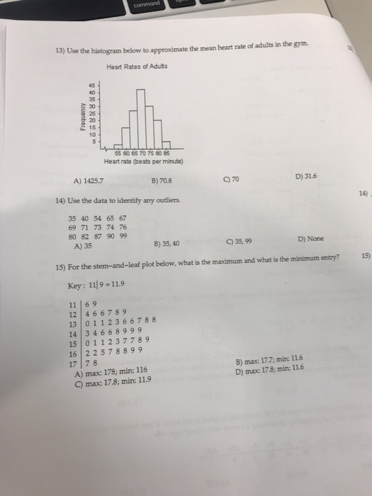 Solved 13) Use the histogram below to approximate the mean | Chegg.com