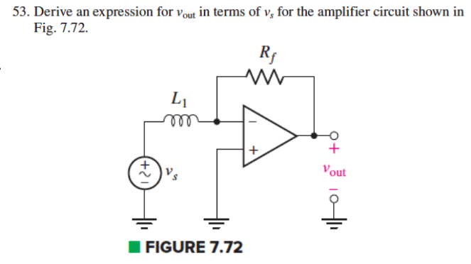 Solved 53. Derive an expression for vout in terms of v, for | Chegg.com