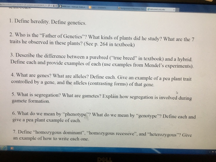 Solved 1. Define heredity. Define genetics. 2. Who is the | Chegg.com