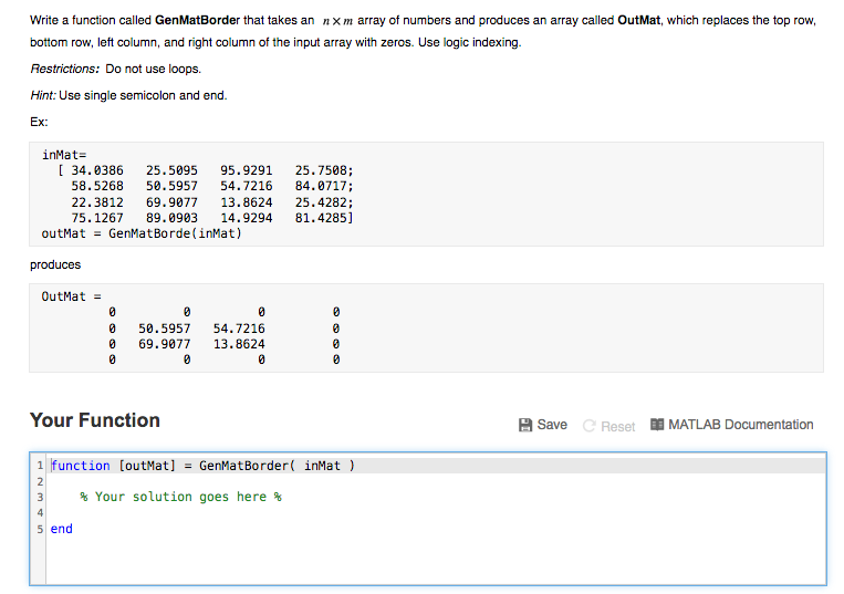 Solved Write a function called GenMatBorder that takes an n | Chegg.com