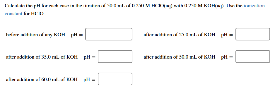 Solved Calculate the pH for each case in the titration of | Chegg.com