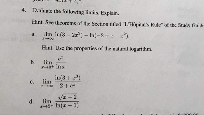 Solved Evaluate the following limits. Explain. a. lim_x | Chegg.com