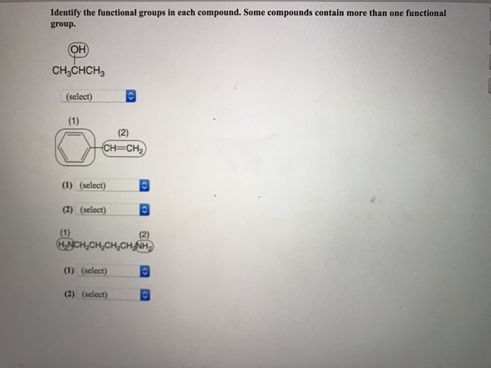 Solved Identify the functional groups in each compound. Some | Chegg.com