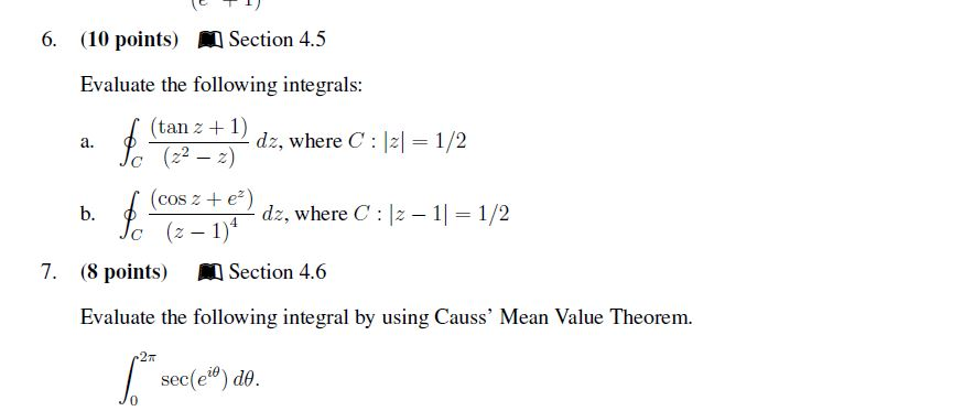 Solved 6. (10 points) Evaluate the following integrals: a.2) | Chegg.com