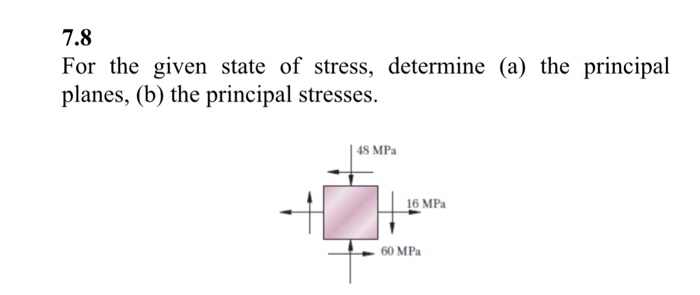 Solved 7.8 For the given state of stress, determine (a) the | Chegg.com
