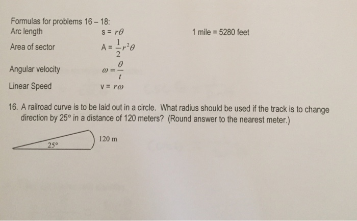Solved Formulas for problems 16 - 18: Are length s = r | Chegg.com