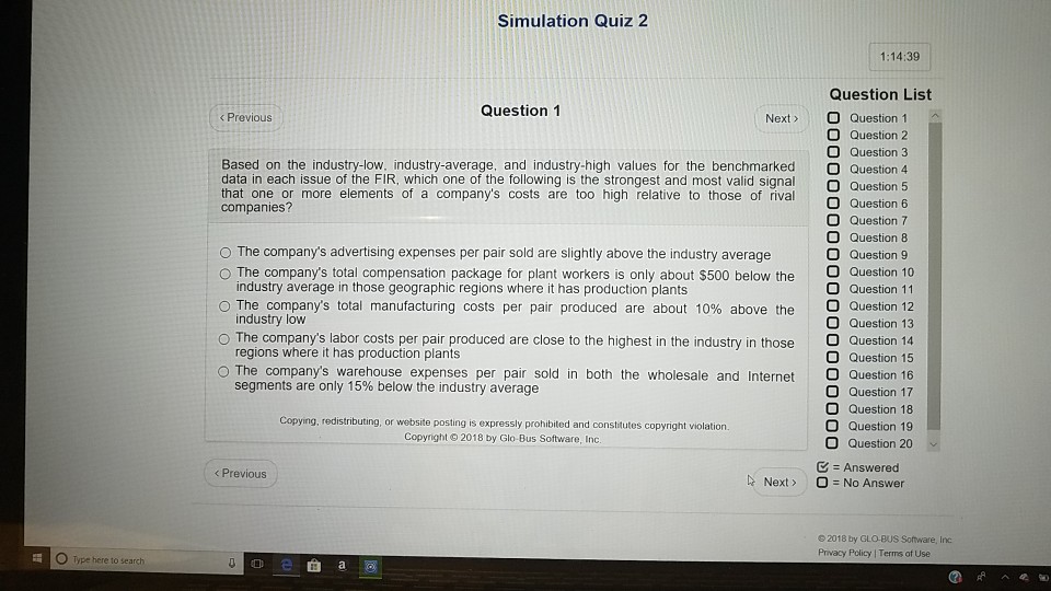 Solved: Simulation Quiz 2 1:14:39 Question List Question1 ... | Chegg.com