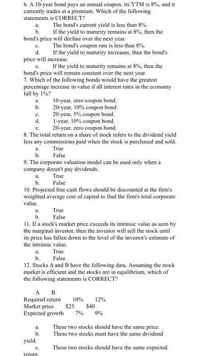Solved: Sample Questions Of Basic Finance For Final Exam 0... | Chegg.com