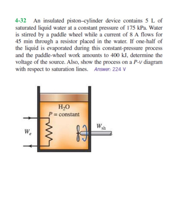 Solved 4-32 An insulated piston-cylinder device contains 5 L | Chegg.com