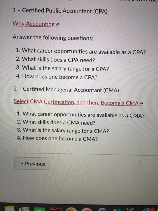 Solved 1 - Certified Public Accountant (CPA) Why Accounting | Chegg.com