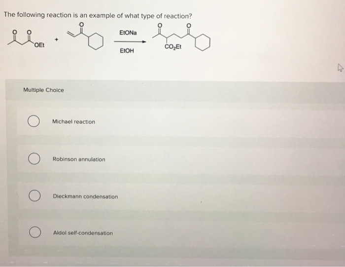 Solved The following reaction is an example of what type of | Chegg.com