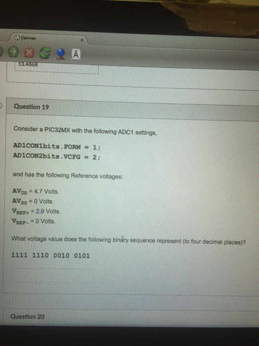 Solved Consider a PIC32MX with the following ADC1 settings, | Chegg.com