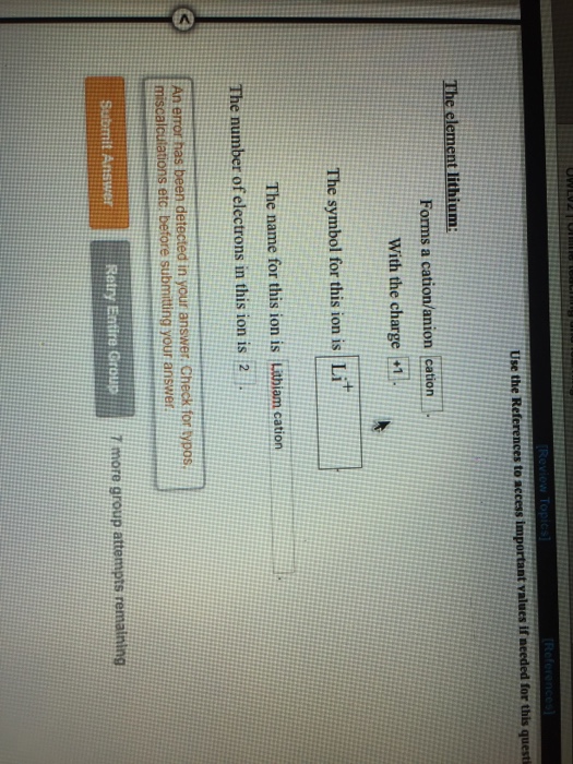 Solved: The Element Lithium; Forms A Cation/anion With The... | Chegg.com